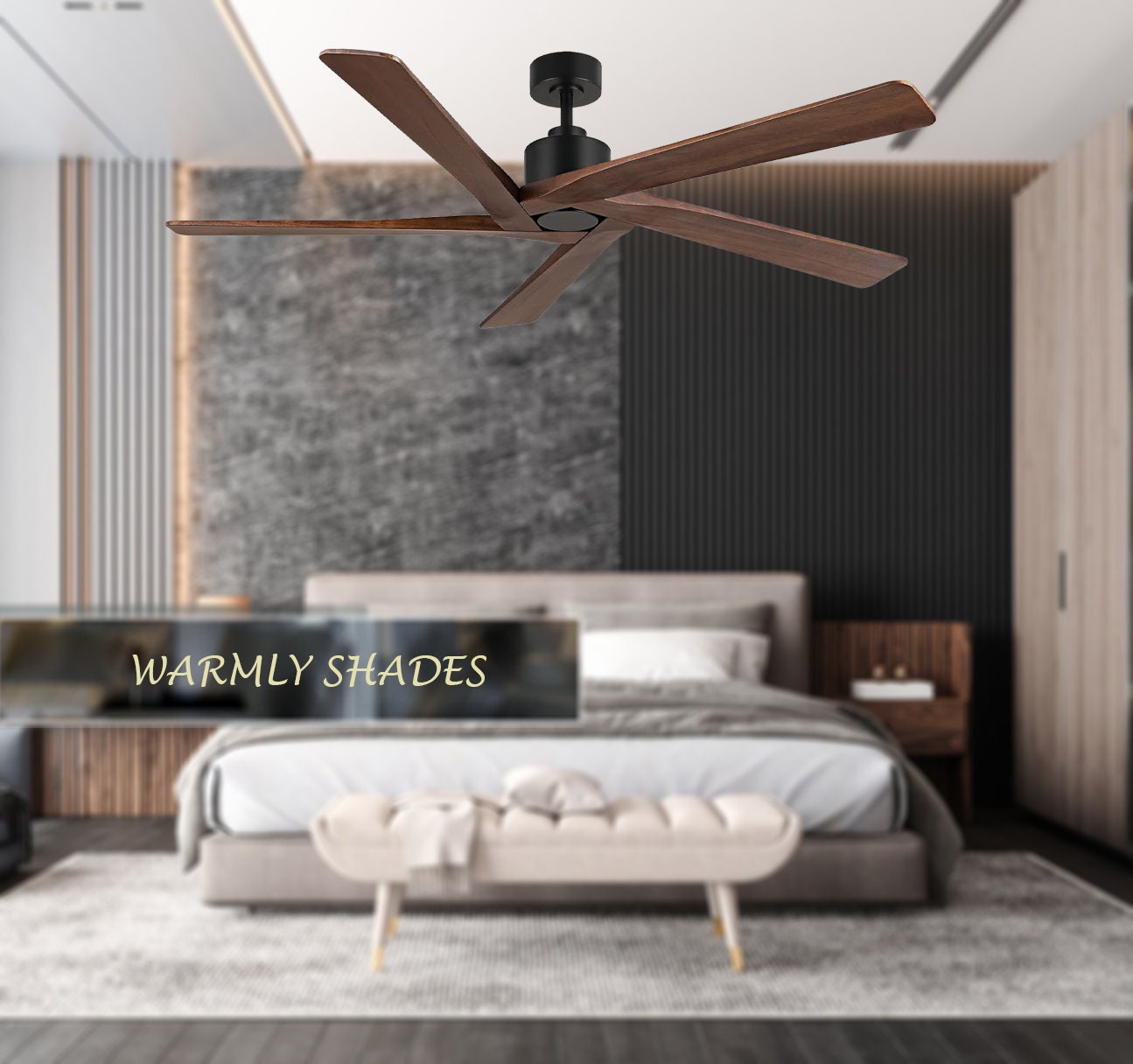 64 Inch Ceiling Fan Brass Finish With Black Blades 5 - Etsy
