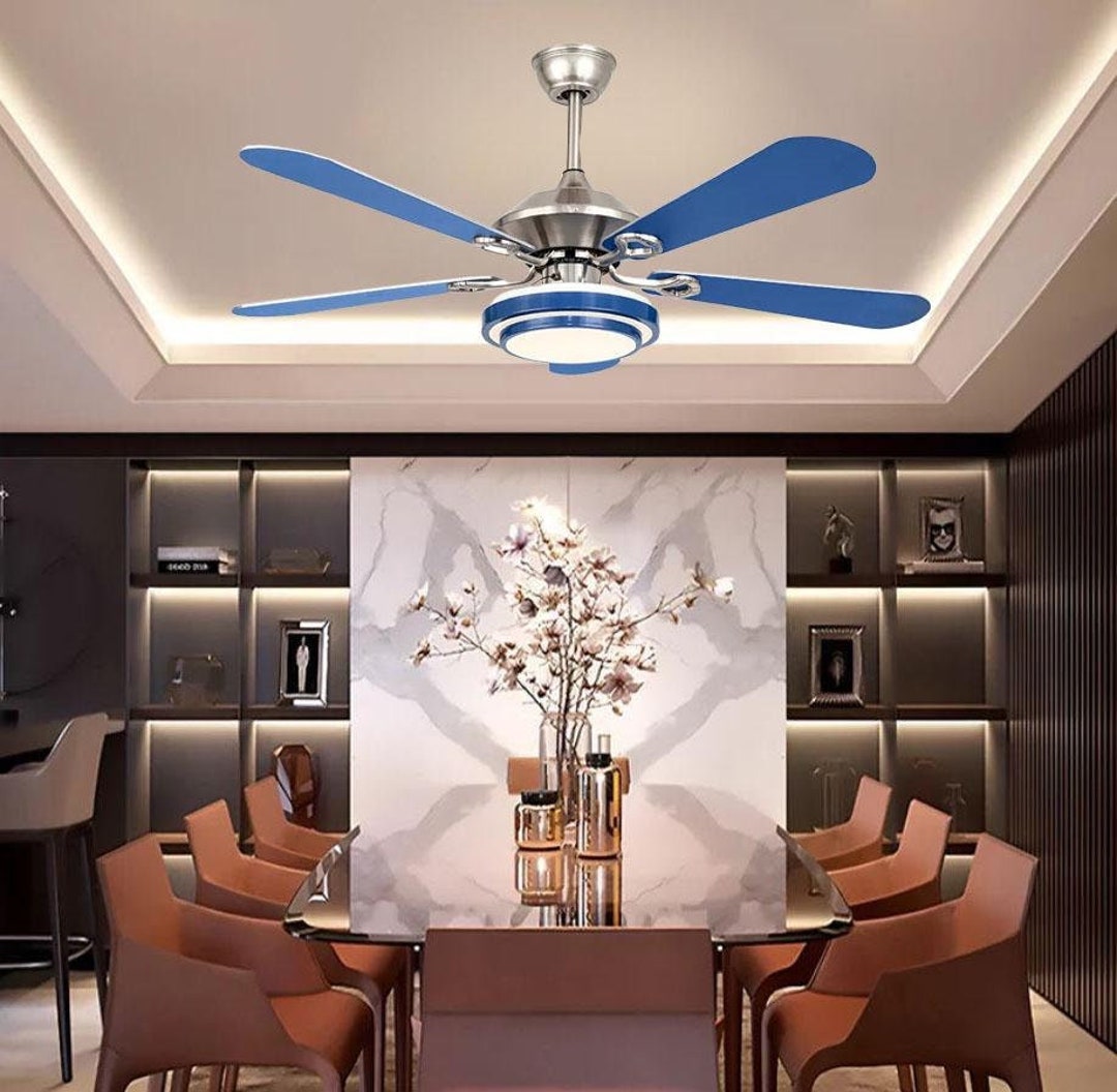 Acrylic Ceiling Fan Light Chandelier - LED Dimmable 5-blade Lamp With ...