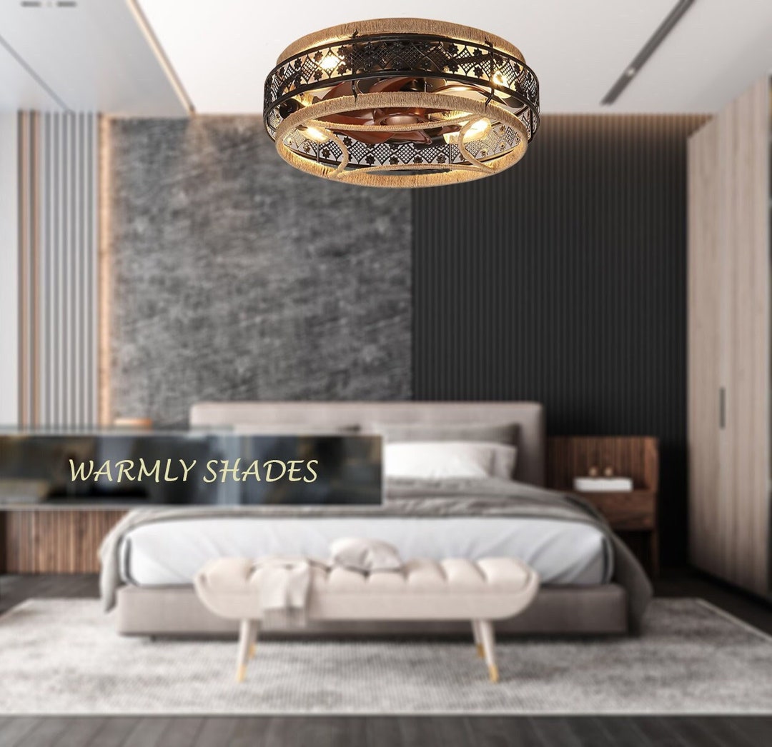 Boho Ceiling Fan With Lights, Cage Pendant Lights for Kitchen Island ...