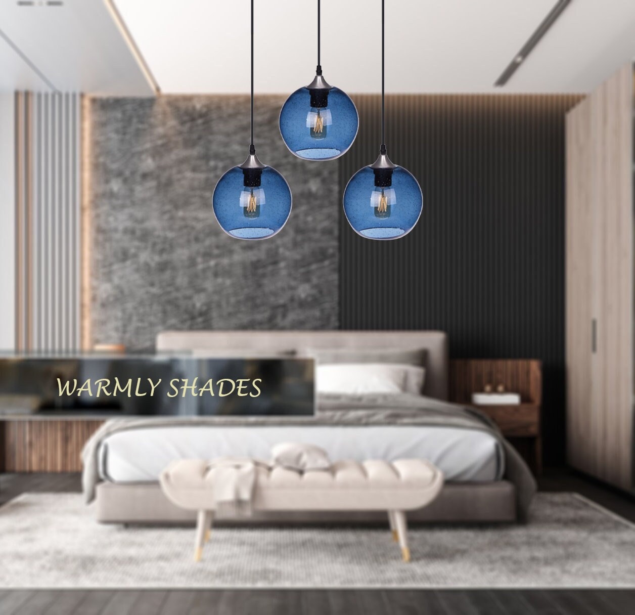 Pendant Lights for Kitchen Island, Glass Globe Chandelier Light Fixture ...