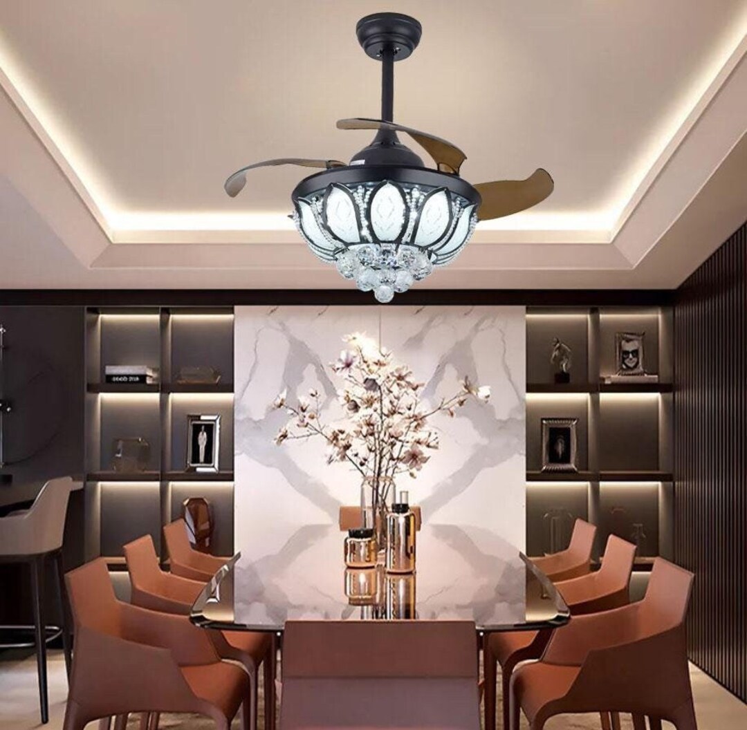 Modern Invisible Ceiling Fan Light - Dimmable Lamp With Remote - LED ...