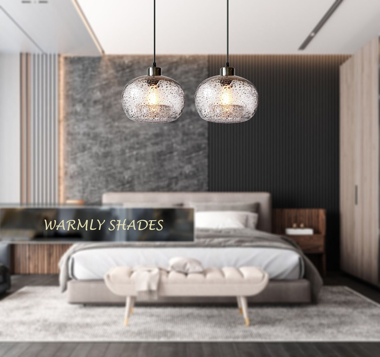 Pendant Lights for Kitchen Island, Glass Globe Chandelier Light Fixture, Hand Blown Glass ...