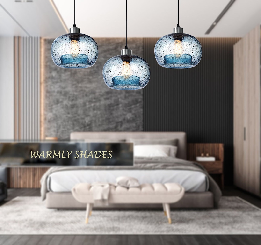 Pendant Lights for Kitchen Island, Glass Globe Chandelier Light Fixture ...