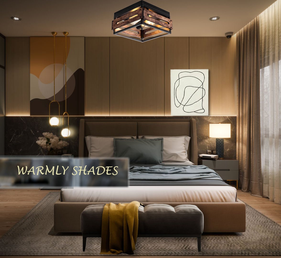 Farmhouse Flush Mount Ceiling Light, Industrial Ceiling Light Fixture ...