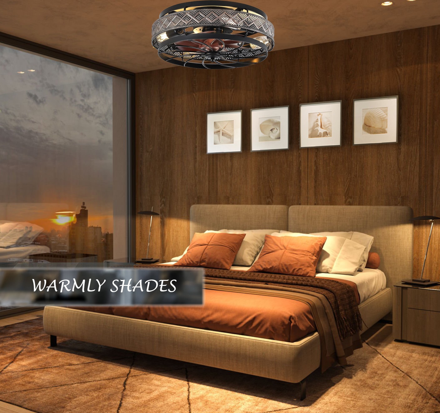 Iron Caged Ceiling Fan With Lights, Pendant Lights for Kitchen Island ...