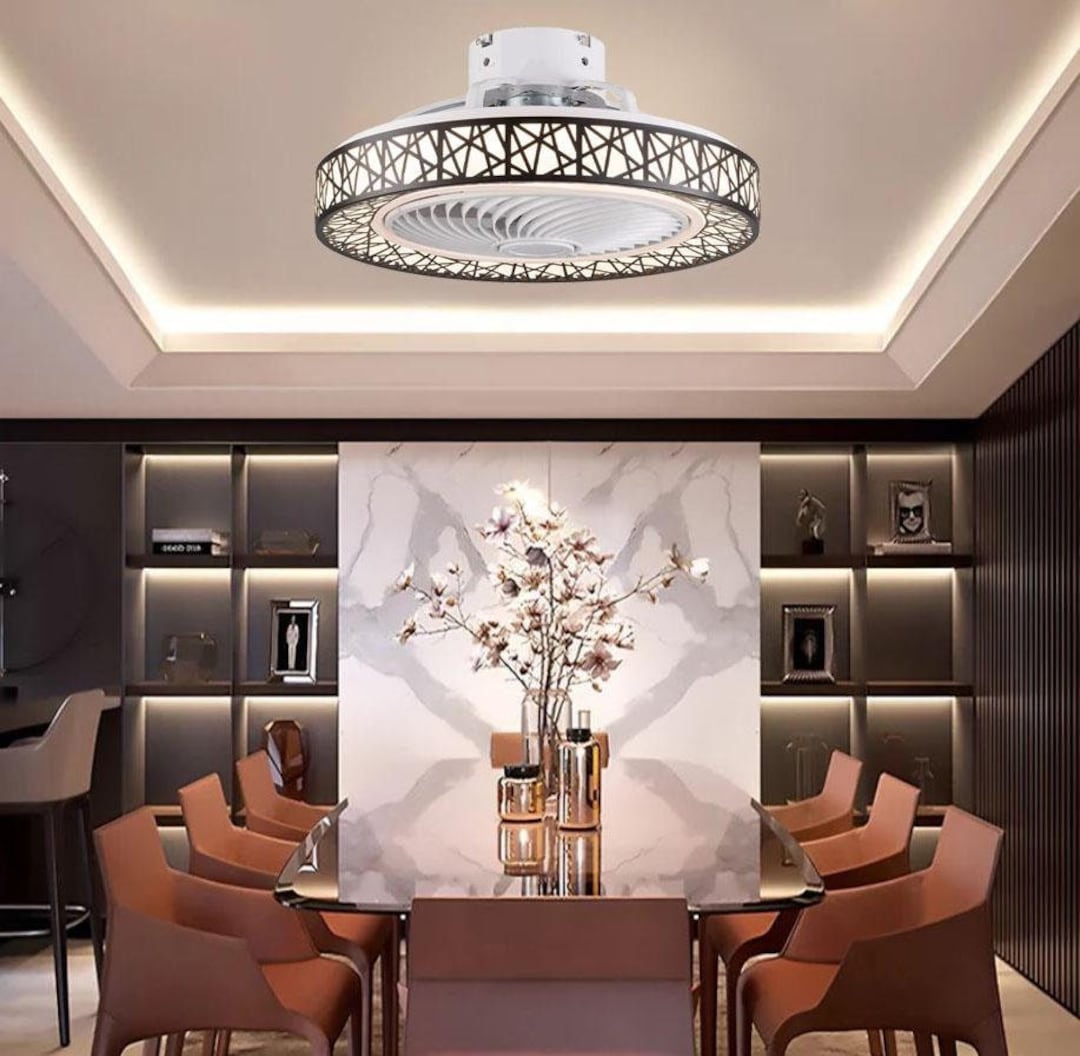 23” Modern Invisible Ceiling Fan Light - LED Dimmable Chandelier ...