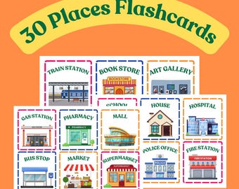 Places in Town Flashcards Places Learning Pdf - Etsy