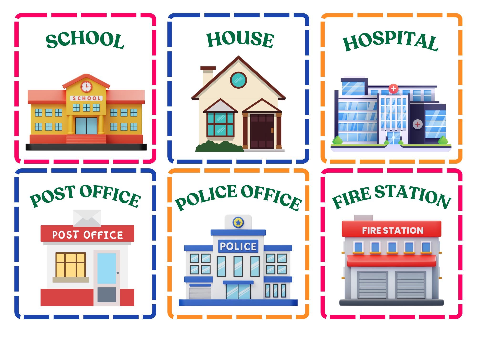 Places in Town Flashcards Places Learning Pdf - Etsy