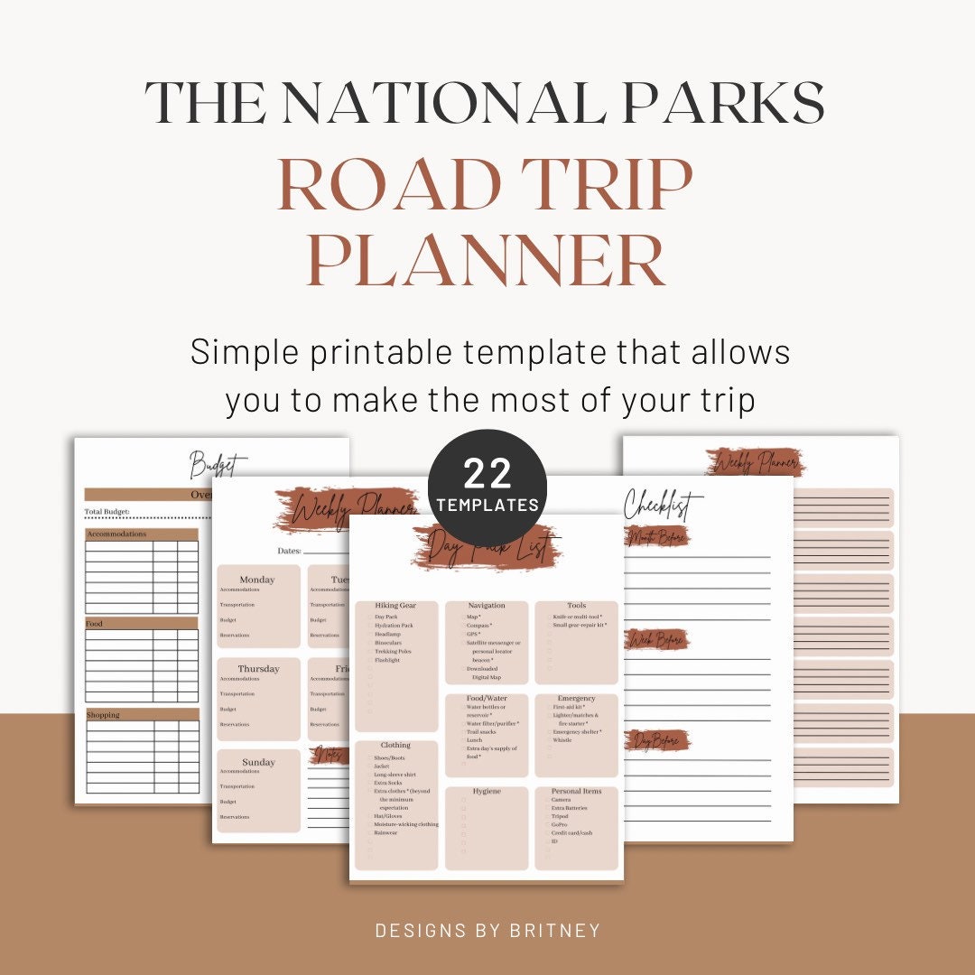National Parks Road Trip Planner in Neutral Design - Etsy