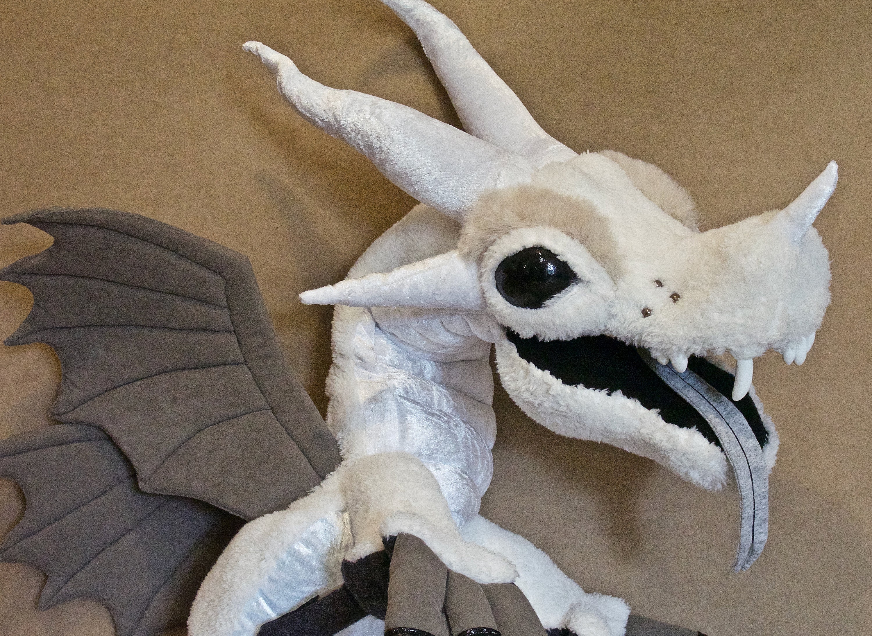 Dragon “white Horn” Plush Hand Puppet - Etsy