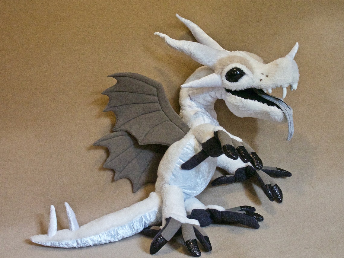 Dragon white Horn Plush Hand Puppet - Etsy