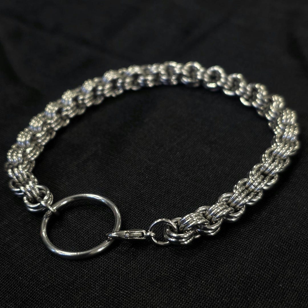 Stainless Steel Braided Chain Bracelet • Center Circle • Unisex ...