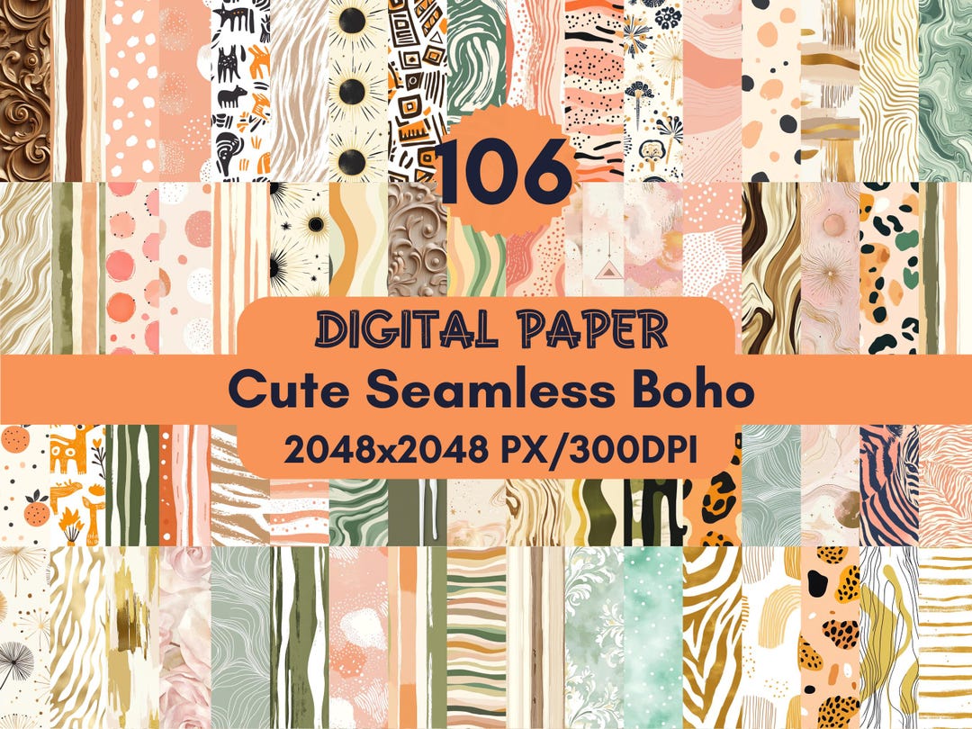 106 Cute Boho Digital Papers,spring Flower Backgrounds,boho Patterns ...
