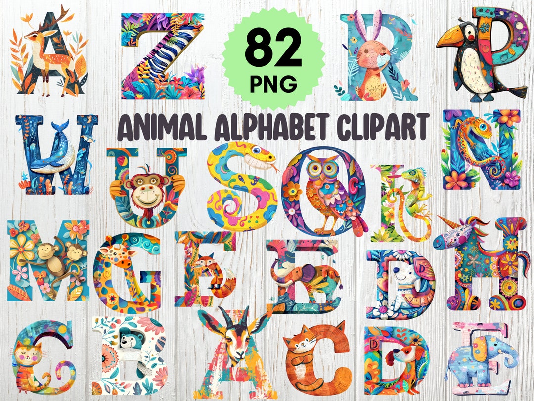 82 Animal Alphabet Sublimation Bundle,cute Animal Alphabet Png,alphabet ...