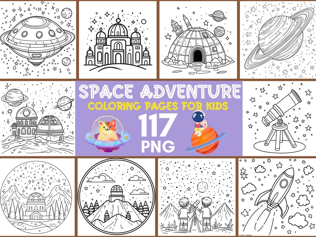 117 Space Adventure Coloring Pages,space Activity Sheets, Rocket ...