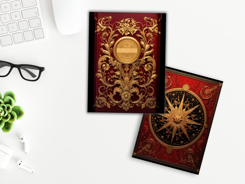 175 Gilded Red Book Covers,printable Decorative Gilded Book Covers,kdp ...