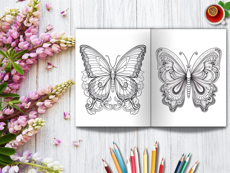 Magical Flowers and Butterfly Coloring Book for Adult:enchanted ...