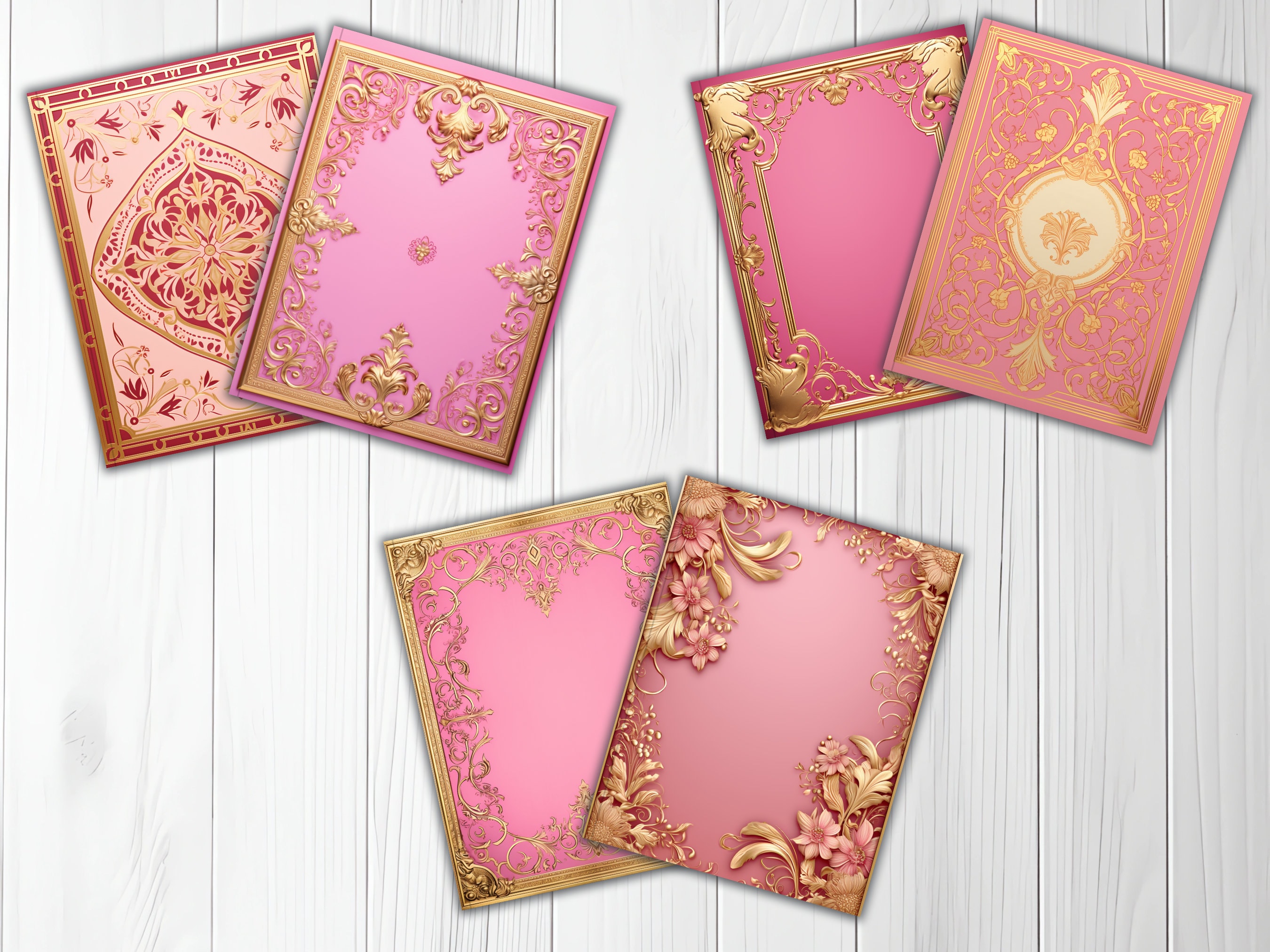 162 Gilded Pink Book Covers,printable Decorative Gilded Book Covers,kdp ...