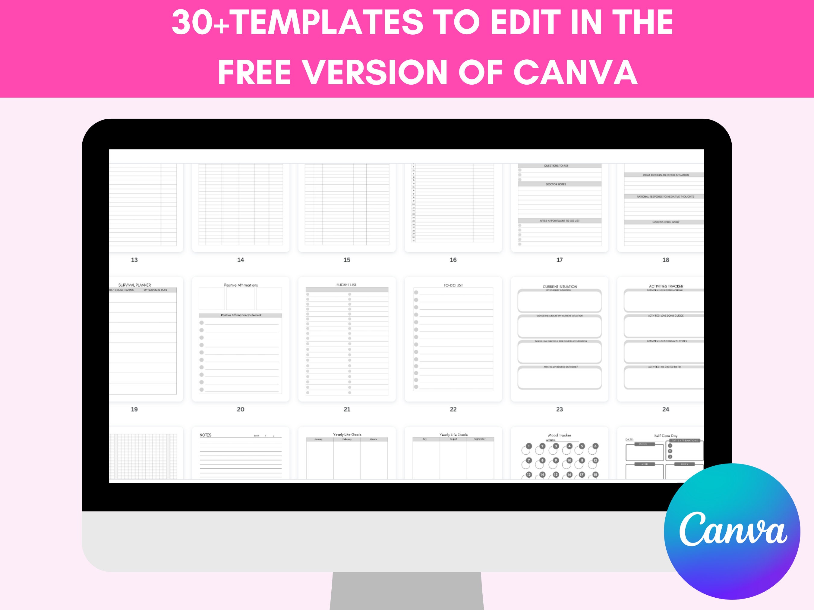 Anxiety Journal Editable Canva Templates, Therapy Journal, Anxiety ...
