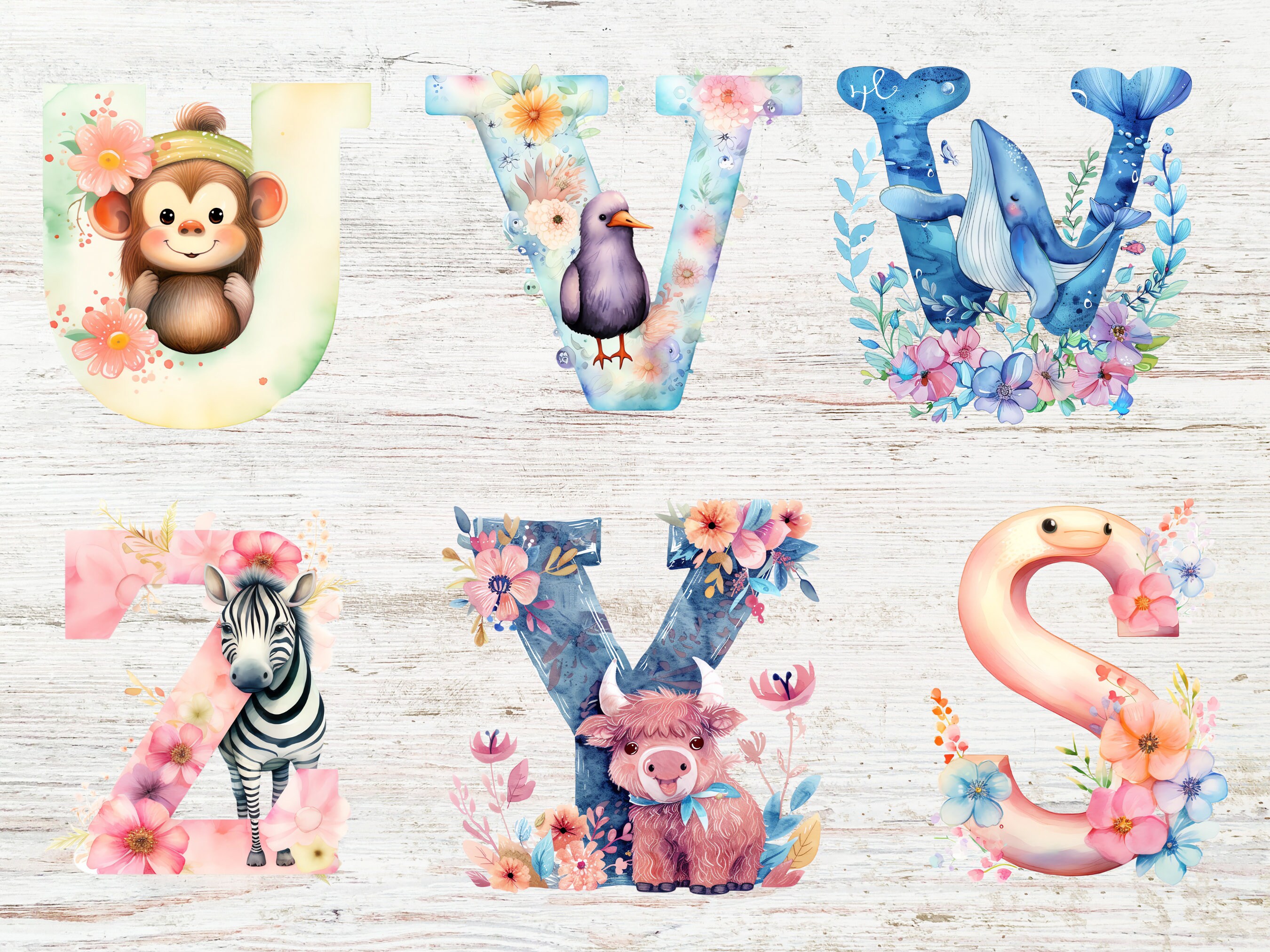 Cute Animal Alphabet Sublimation Clipart,animal Alphabet Png,education ...