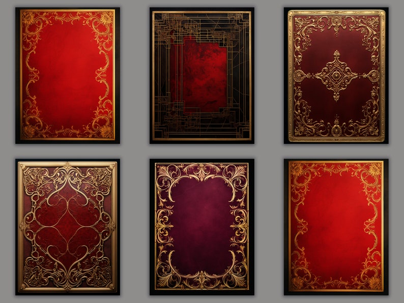 175 Gilded Red Book Covers,printable Decorative Gilded Book Covers,kdp ...