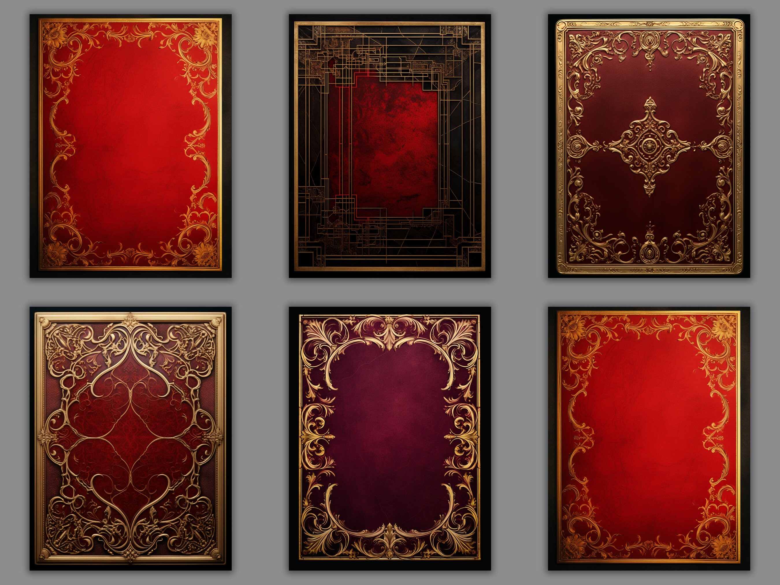 175 Gilded Red Book Covers,printable Decorative Gilded Book Covers,kdp ...