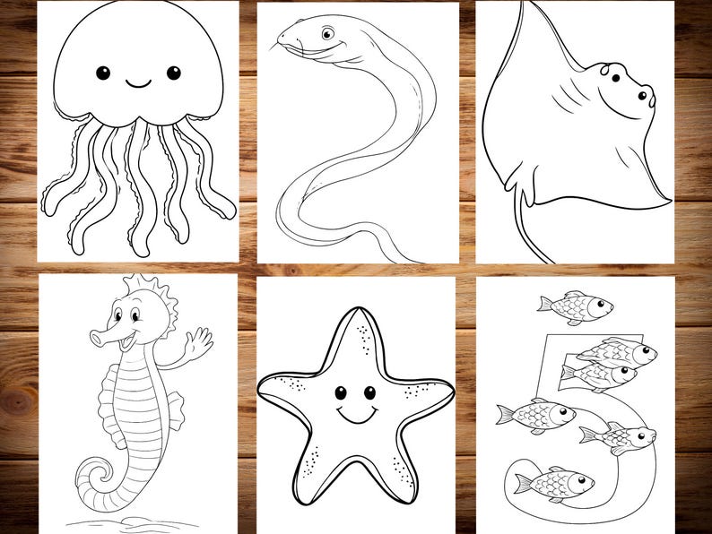 73 Ocean Mini Creatures Coloring Pages for Kids – Printable PDF – Cute ...