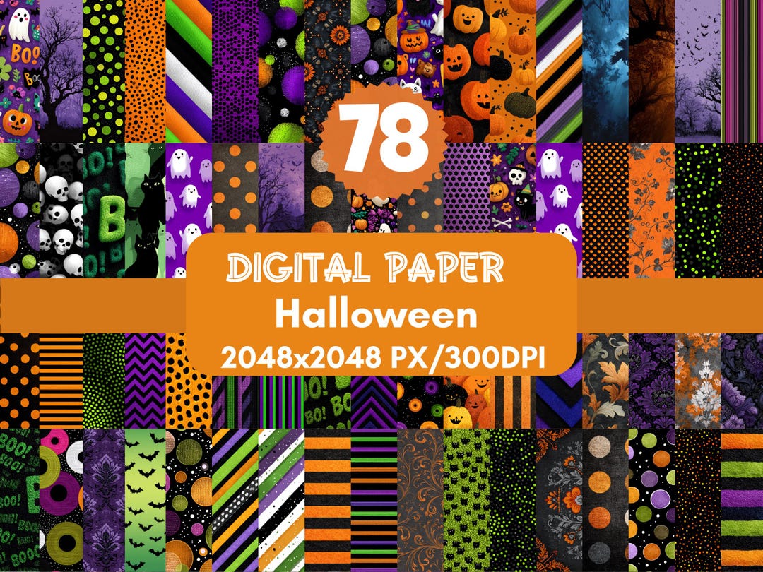 78 Halloween Digital Paper,trick or Treat Scrapbook Papers,boo ...