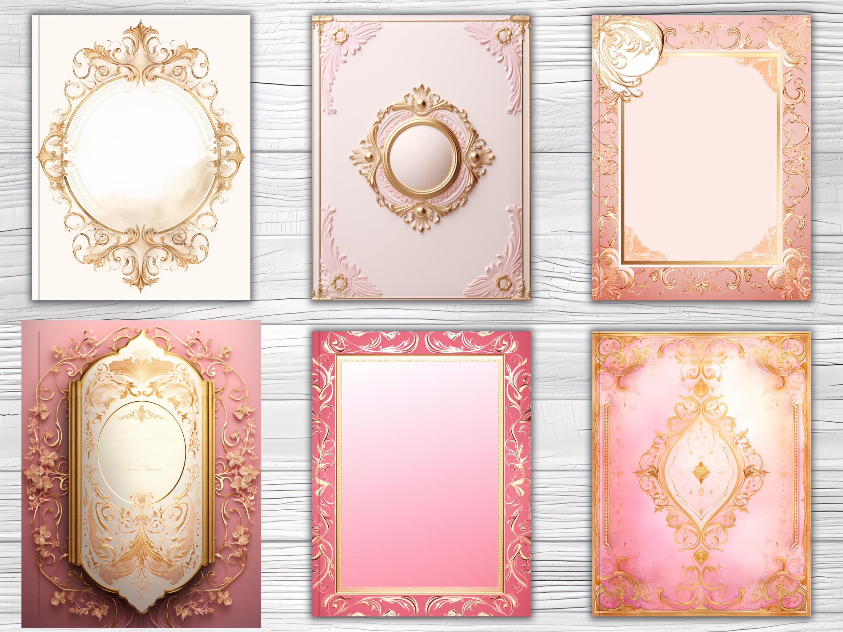162 Gilded Pink Book Covers,printable Decorative Gilded Book Covers,kdp ...