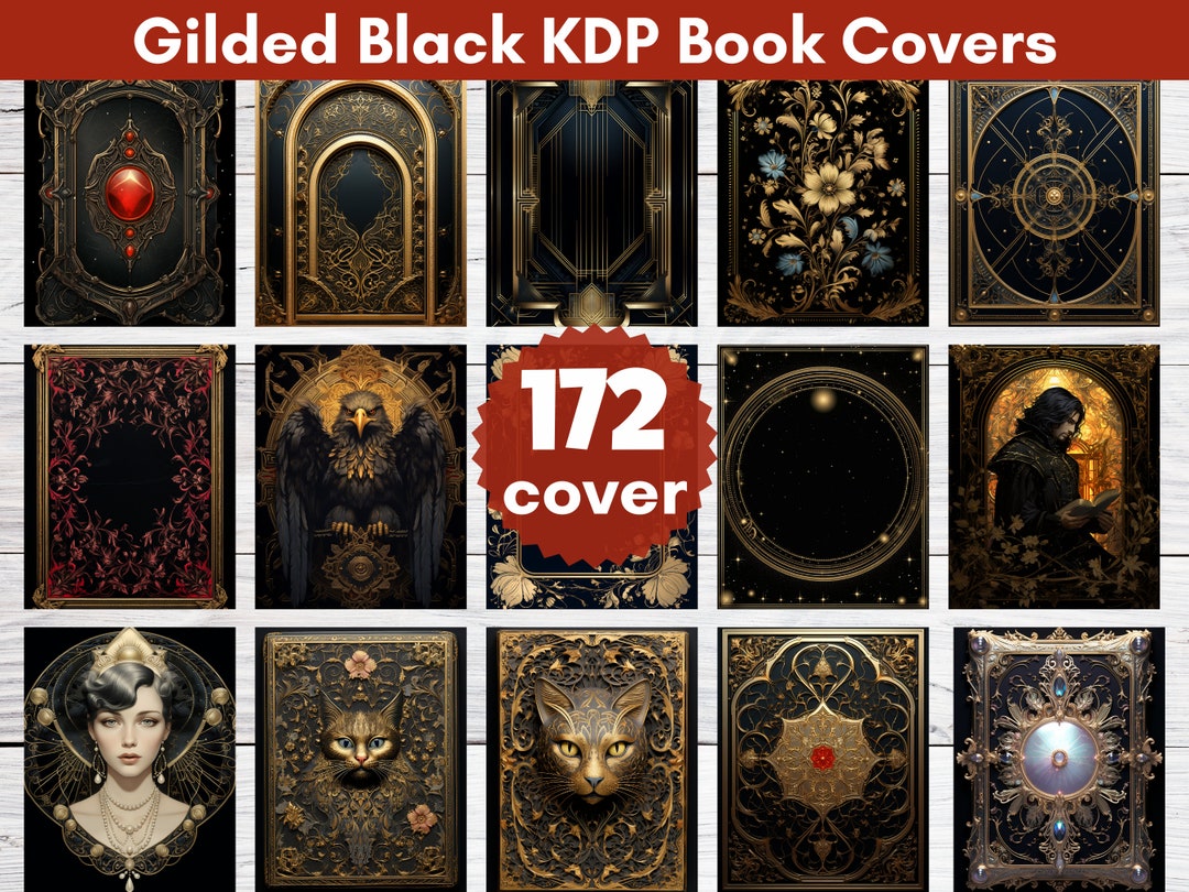 172 Gilded Black Book Covers,printable Decorative Gilded Book Covers ...