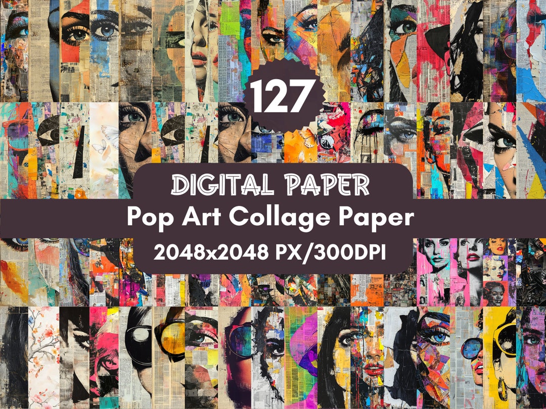 127 Pop Art Collage Paper, Retro Vintage Collage,fun Comic Pop Art ...