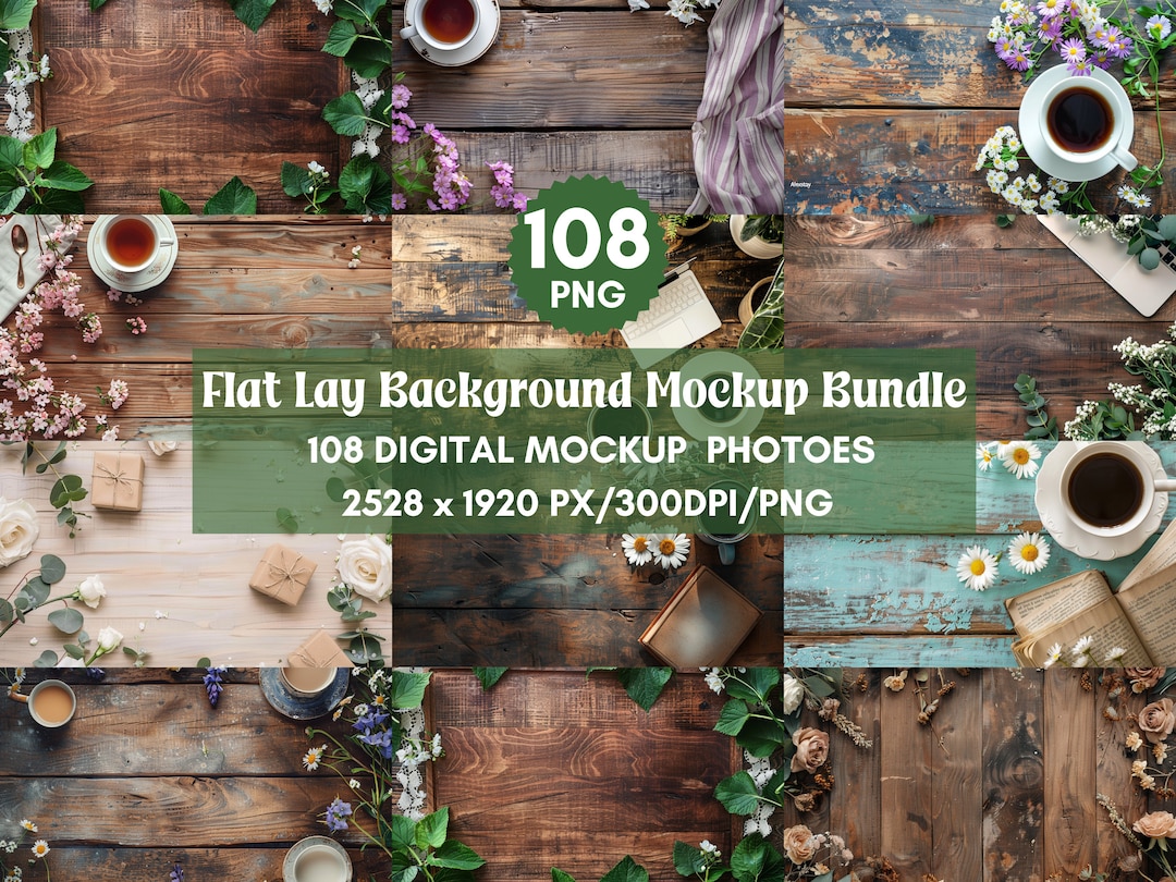 108 Flat Lay Background Mockup Bundle,table Flat Lay Mock Up,scene ...