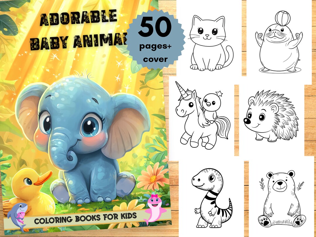 Adorable Baby Animal Coloring Books for Kids: Bold,easy and Adorable ...