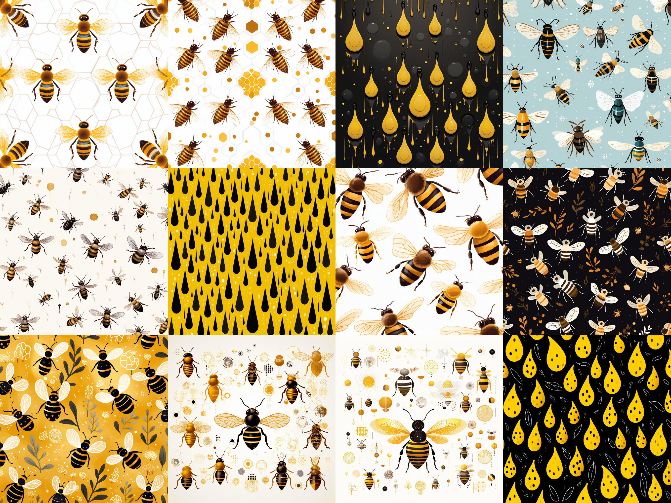 126 Honey Bee Digital Paper,honeycomb Scrapbook Paper,bumble Bee ...