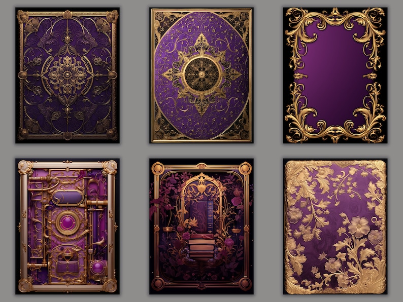 186 Gilded Purple Book Covers,printable Decorative Gilded Book Covers ...