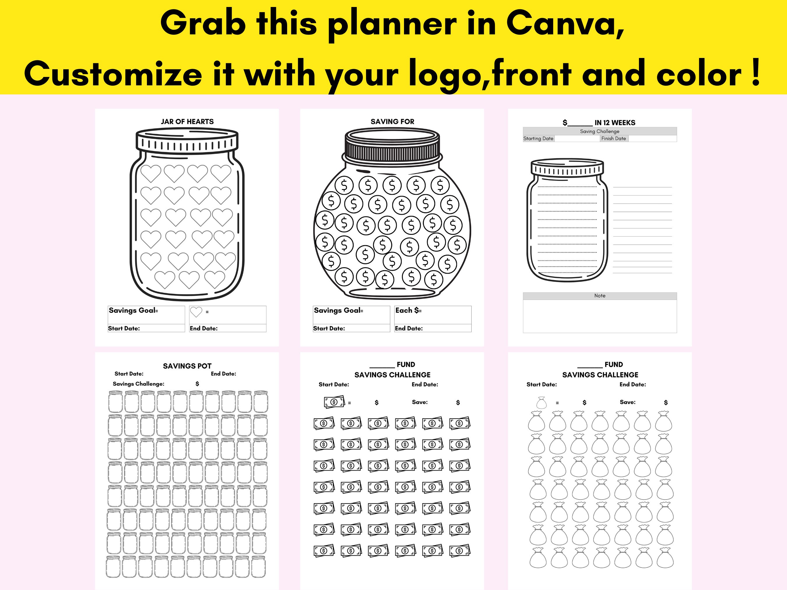 Editable Saving Challenge Canva Templates,money Saving Challenge ...
