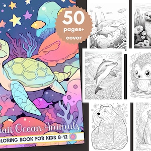 Kawaii Ocean Animals Coloring Book for Kids 8-12:printable Animal ...