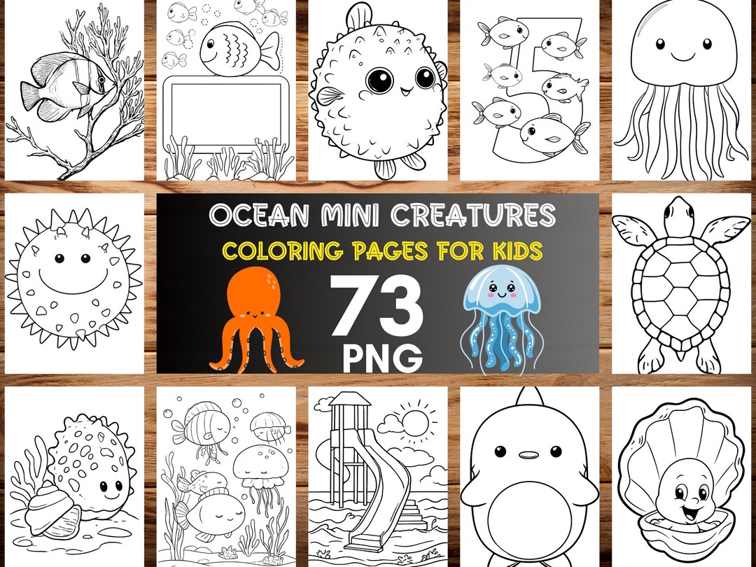 73 Ocean Mini Creatures Coloring Pages for Kids – Printable PDF – Cute ...