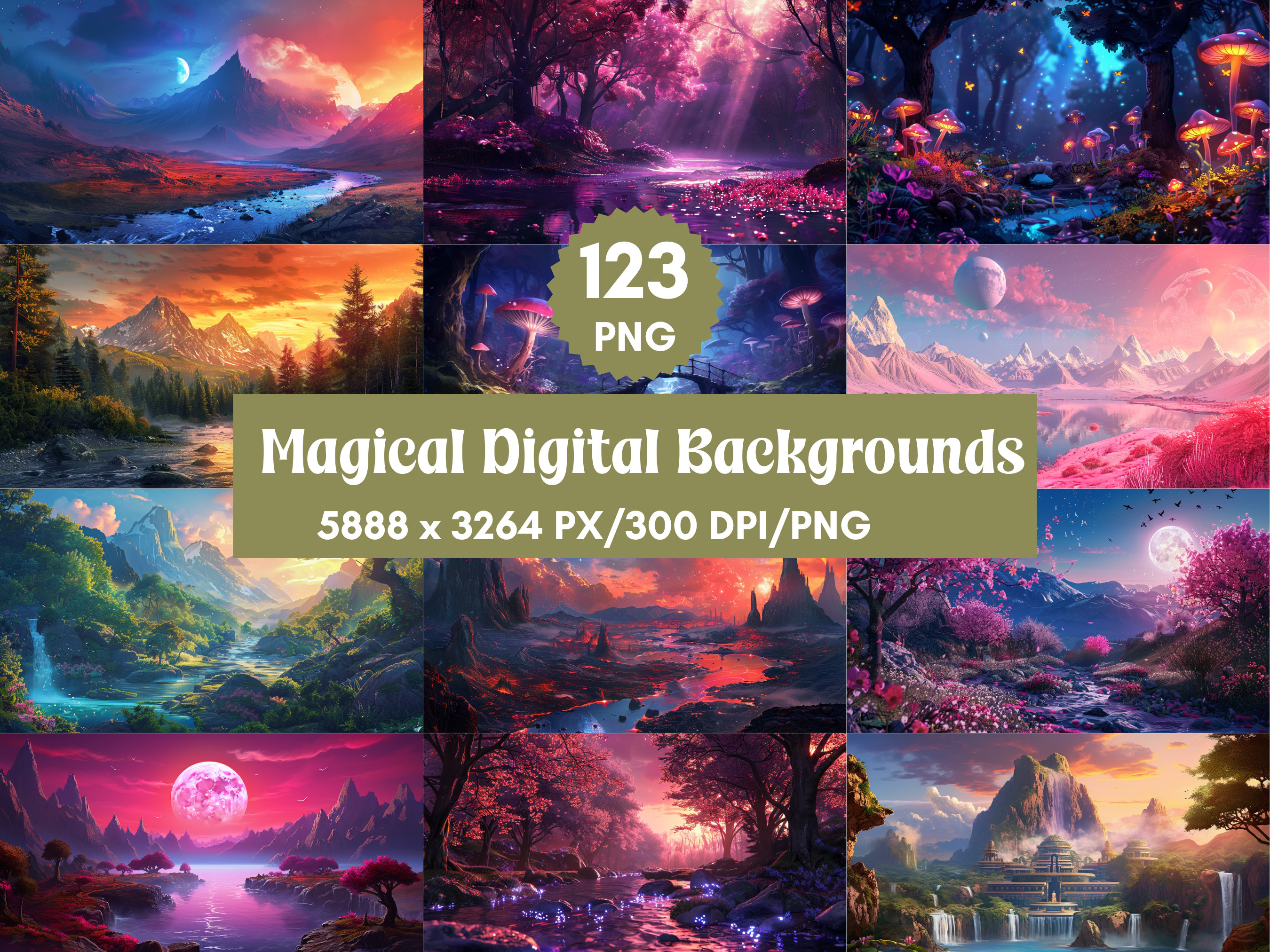 123 Magical Landscape Digital Backgrounds: Fantasy Wallpaper (PNG) - Etsy