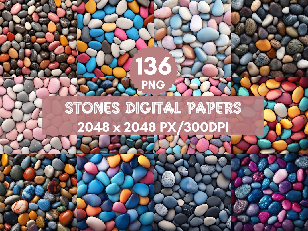 136 Stones Background Digital Papers,stone Wall Texture Paper,stones ...