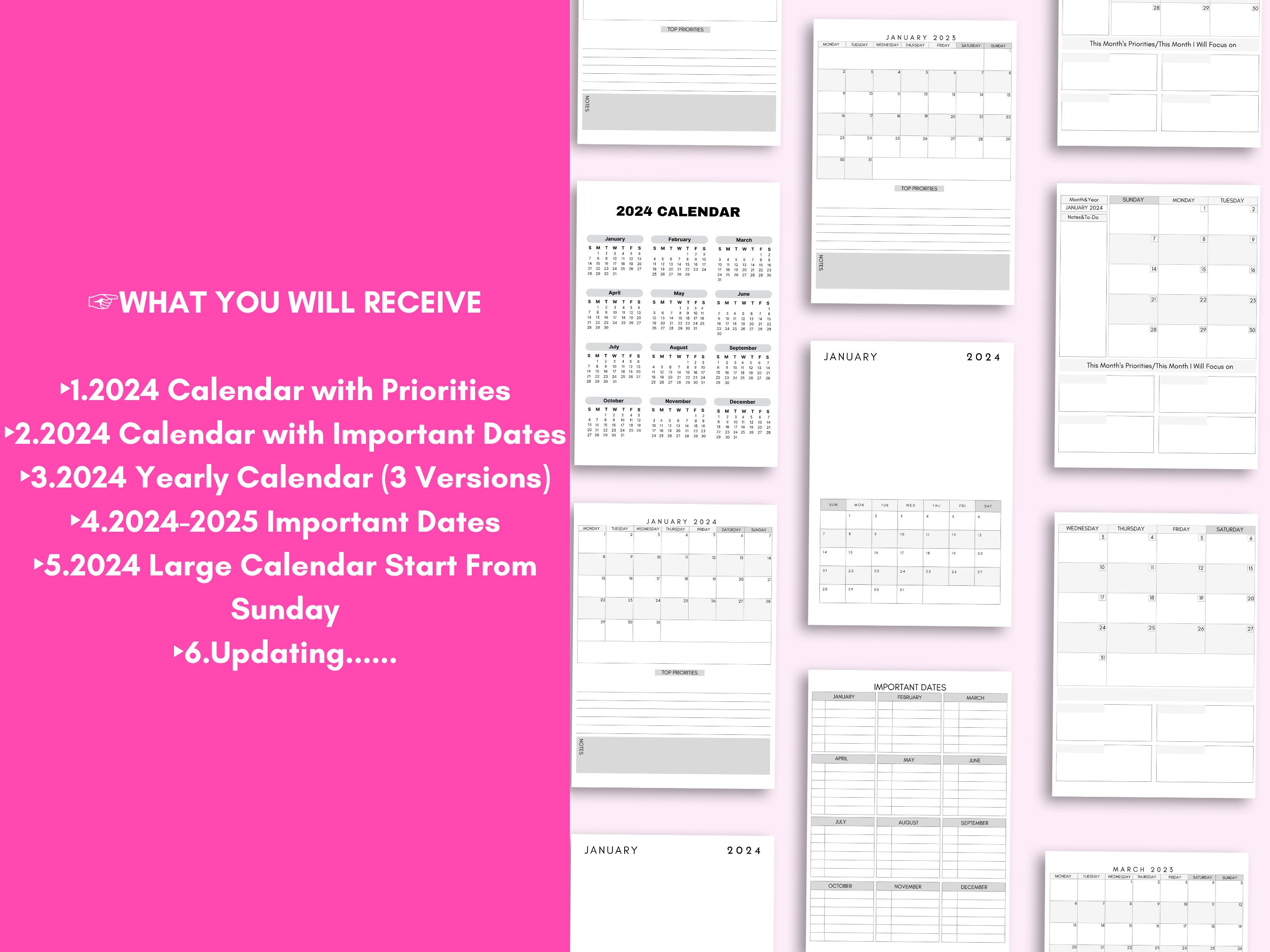 Editable 2024 Calendar, 2024 Monthly Calendar Template, Editable ...