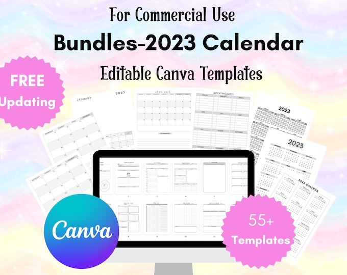 2023 Editable Printable Calendars/ Monthly Calendar/ Digital Calendar ...