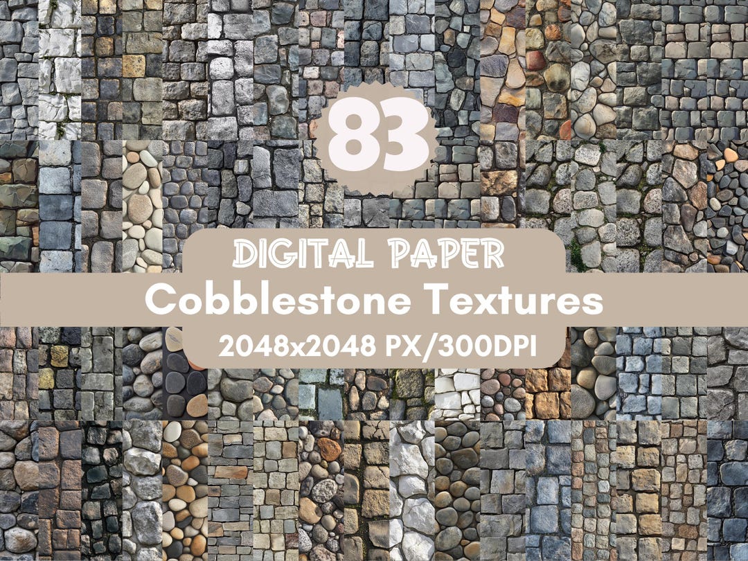83 Cobblestone Textures Digital Paper,seamless Rustic Fantasy Stone ...