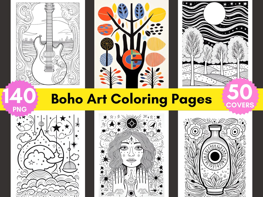 140 Boho Art Coloring Pages for Adults, Mindfulness Coloring Pages ...