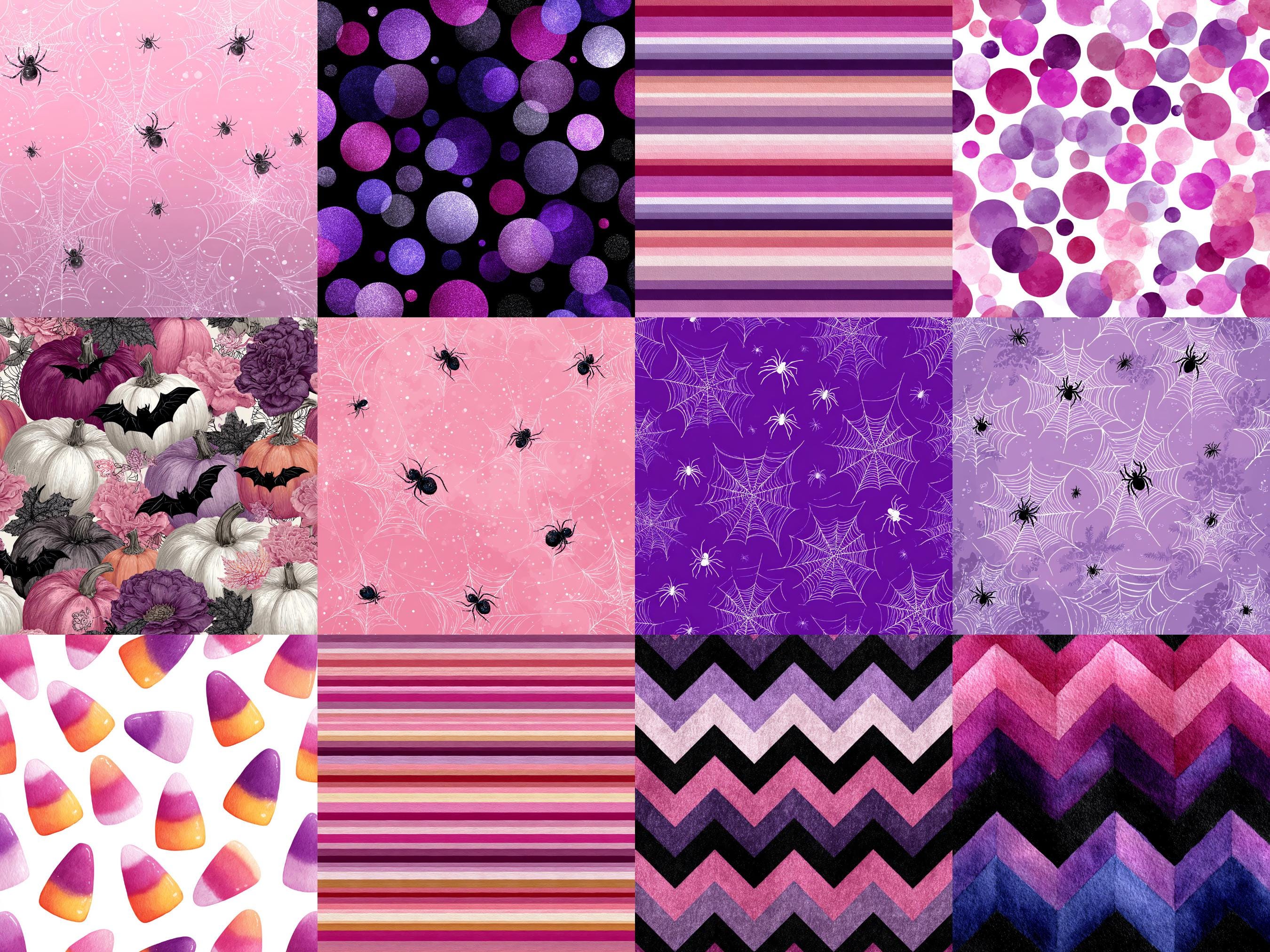 56 Pink Halloween Digital Papers:spooky Ghost Pumpkin Pattern,purple ...