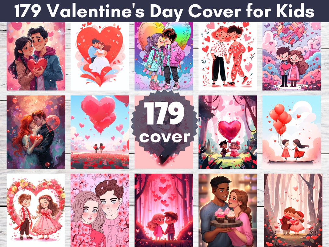 Valentine's Day Book Cover Templates for Kids: KDP Notebook Covers (PNG ...