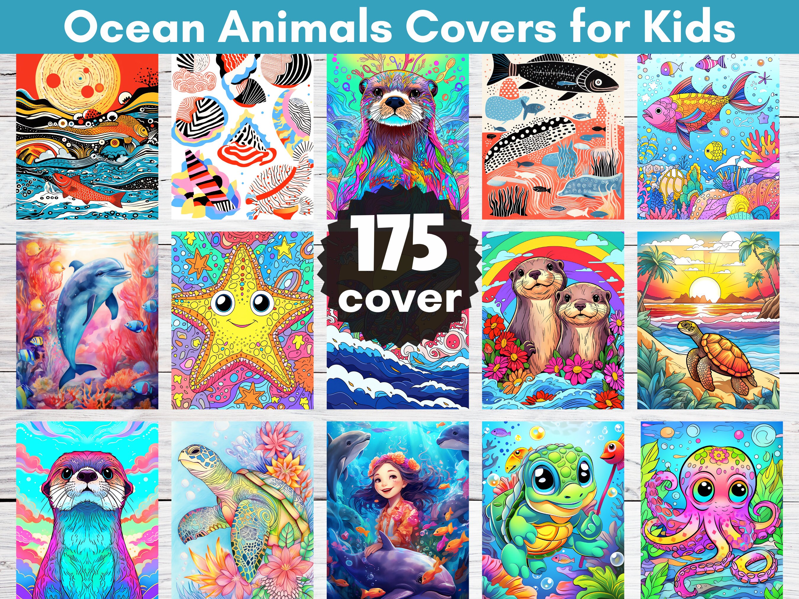 175 Ocean Animals Book Covers for Kids (PNG Digital Download) - Etsy