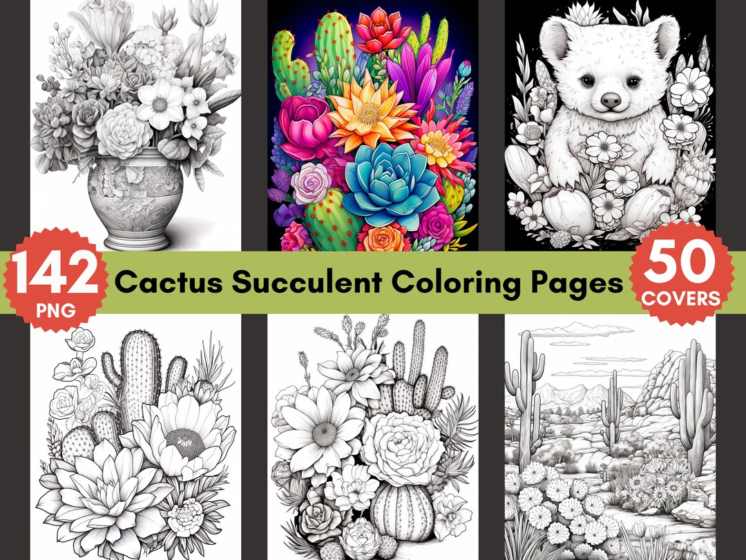 142 Cactus & Succulent Coloring Pages,plant Coloring Pages for Adults ...
