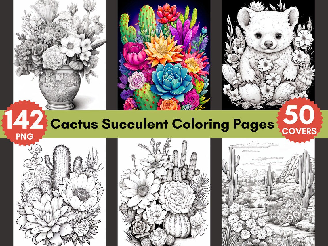 142 Cactus & Succulent Coloring Pages,plant Coloring Pages for Adults ...