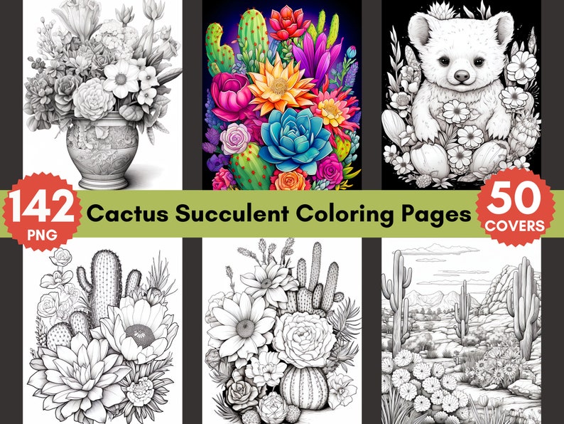 142 Cactus & Succulent Coloring Pages,plant Coloring Pages for Adults ...